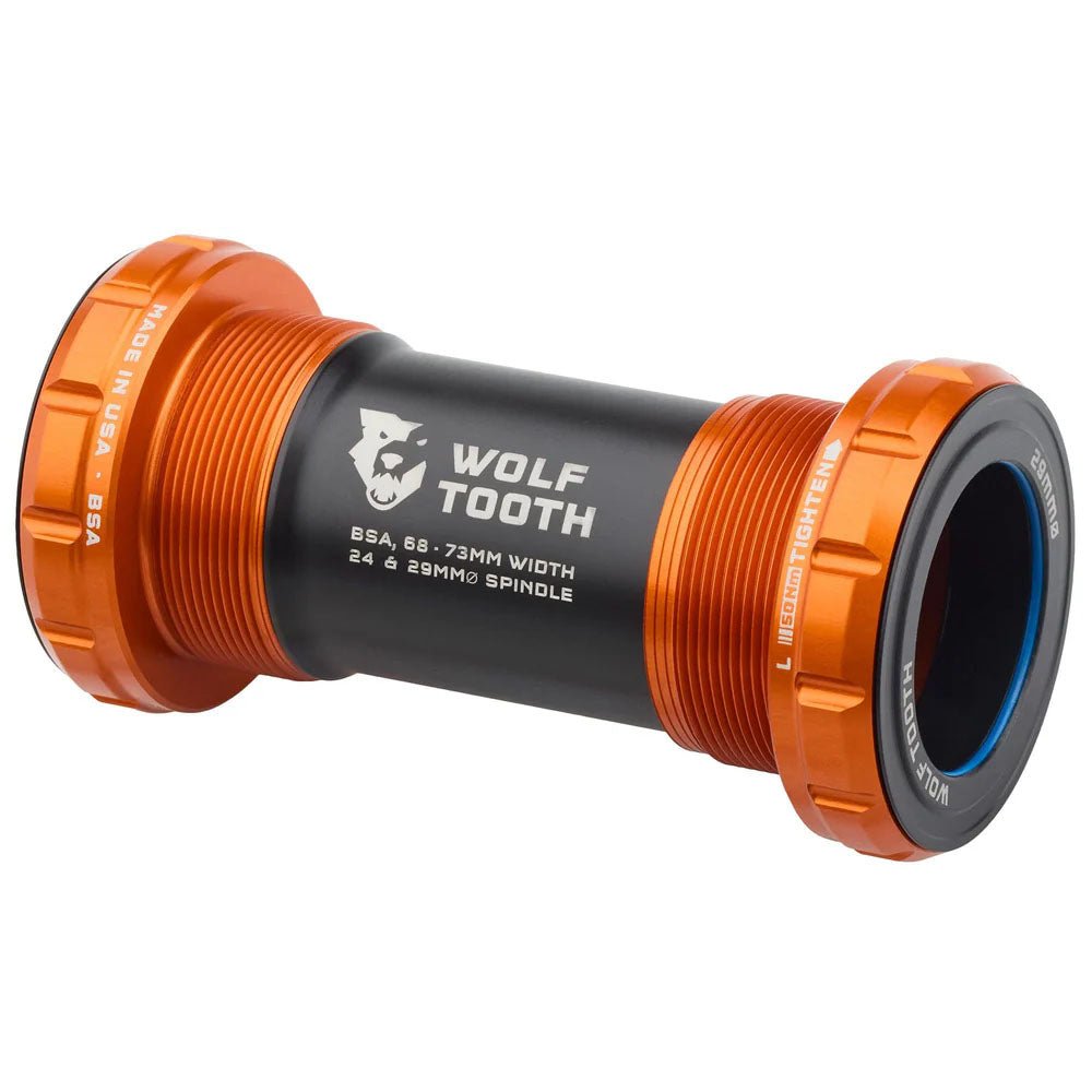 Wolf Tooth Bottom Bracket - BSA 68/73mm - 29mm Spindle - Orange – The Lost Co.