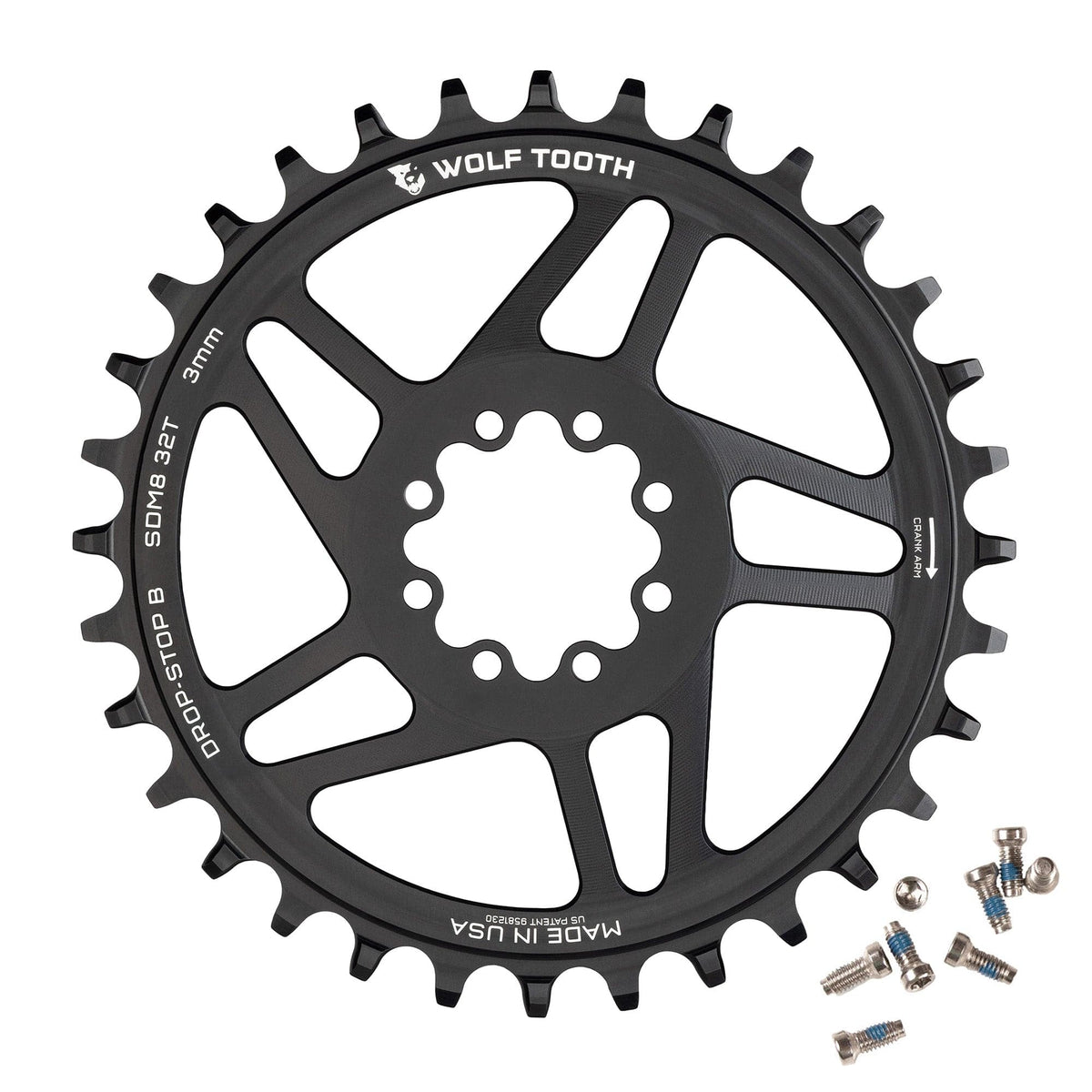 Wolf Tooth Round Chainring - 28t - SRAM 8-Bolt Direct Mount - Drop-Sto ...